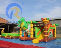 China Features PORTABLE Children's Party Jumping Bouncy Castle with Slide in Dinosaur Theme for sale