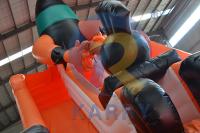 China Inflatable Bouncy Slide For Commercial Dual Lane Slide Orange Slide Dry Unisex Rental for sale