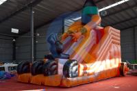 China Inflatable Bouncy Slide For Commercial Dual Lane Slide Orange Slide Dry Unisex Rental for sale