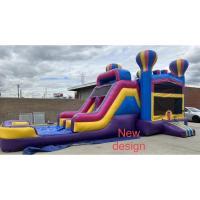China Dual Lane Inflatable Slide and Jumping Bouncy Castle for Children's Pink Hot Air Balloon Bounce House for sale