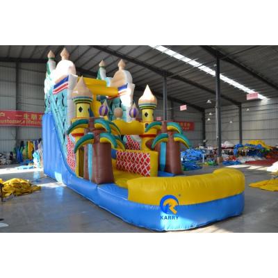 China Commercial Inflatable Water Slide Large Size 5-10 Passengers Palm Tree Slide with Pool for sale