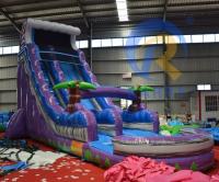 China 2023 Promotion Steep Landslide Magic Palm Tree Water Purple Slide Inflatable with Pool for sale