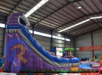 China 2023 Promotion Steep Landslide Magic Palm Tree Water Purple Slide Inflatable with Pool for sale