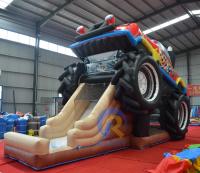 China OEM Acceptable PVC Off-road Car Race Car Trampoline Slide Combination Elastic Castle for sale