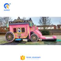 China 2023 Pink Inflatable Princess Carriage Bouncy Castle with Slides Kid's Favorite Toy Game for sale