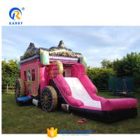 China 2023 Pink Inflatable Princess Carriage Bouncy Castle with Slides Kid's Favorite Toy Game for sale