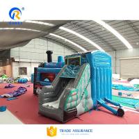 China Features PORTABLE Inflatable Slide Inside the Mall 2024 Cartoon Train Slide Trampoline for sale