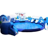 China Large Pool Inflatable Bouncy House Bounce Castle with Blower and Inflatable Water Slide for sale