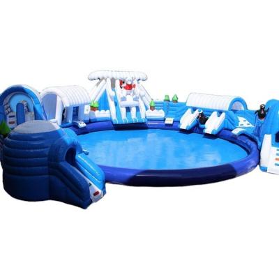 China Large Pool Inflatable Bouncy House Bounce Castle with Blower and Inflatable Water Slide for sale