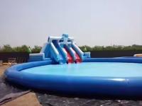 China Large Pool Inflatable Bouncy House Bounce Castle with Blower and Inflatable Water Slide for sale