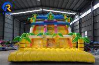 China Inflatable Bouncy Castle Slide Combo Commercial Tropical Dinosaur Bounce House with Slide for sale