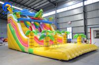 China Inflatable Bouncy Castle Slide Combo Commercial Tropical Dinosaur Bounce House with Slide for sale