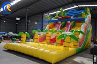 China Inflatable Bouncy Castle Slide Combo Commercial Tropical Dinosaur Bounce House with Slide for sale