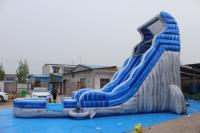 China Magic Large Crush Running Bouncy Games Commercial 32ft Blue Long Inflatable Water Slide for sale