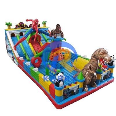 China Spiderman Inflatable Slides Combo Obstacle Course Unisex Outdoor Playground Bouncer Slide for sale