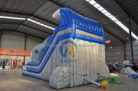 China Unleash Your Inner Shark Commercial Blue Water Slide with Inflatable Shark and Pool for sale