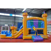 China 23 x 13ft Crossover Building Block Inflatable Bounce House with Slide PVC Yellow Castle for sale