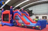 China 23 x 13ft Crossover Building Block Inflatable Bounce House with Slide PVC Yellow Castle for sale