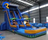 China Air Blower Accessories Inflatable Palm Tree Water Slide with Water Pool and Trampoline for sale