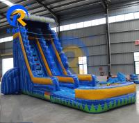 China Air Blower Accessories Inflatable Palm Tree Water Slide with Water Pool and Trampoline for sale
