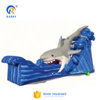 China CE Blower and Repair Included Outdoor Blue Shark Inflatable Water Slide with Swimming Pool for sale