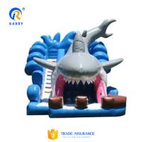 China CE Blower and Repair Included Outdoor Blue Shark Inflatable Water Slide with Swimming Pool for sale