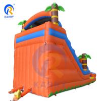 China Water Spray Palm Tree Slide Inflatable Combo Pool and Double Slide for Children's Play for sale