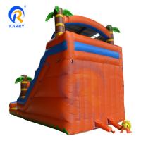 China Water Spray Palm Tree Slide Inflatable Combo Pool and Double Slide for Children's Play for sale