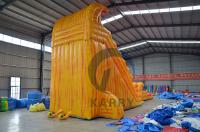 China PORTABLE Inflatable Volcano Wave Slide with Pool 0.55mm Thickness PLOTO PVC Tarpaulin for sale