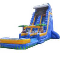 China Inflatable 18ft Adult Tropical Backyard Water Slide with Swimming Pool and Palm Tree for sale