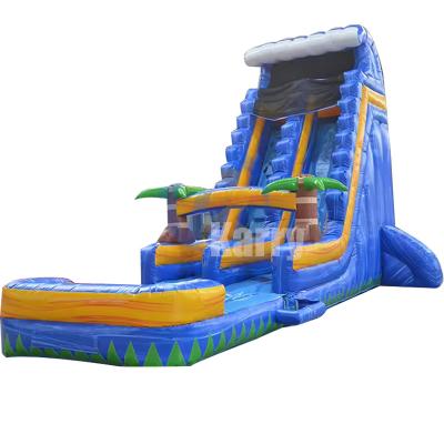 China Inflatable 18ft Adult Tropical Backyard Water Slide with Swimming Pool and Palm Tree for sale