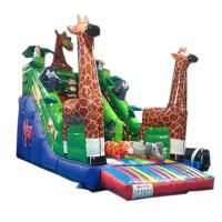 China Inflatable Double Slide Safari Animal Theme Bouncy Slide with Mighty Giraffe and More for sale