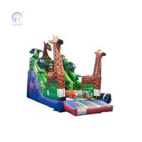 China Inflatable Double Slide Safari Animal Theme Bouncy Slide with Mighty Giraffe and More for sale