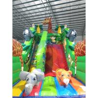 China Inflatable Double Slide Safari Animal Theme Bouncy Slide with Mighty Giraffe and More for sale