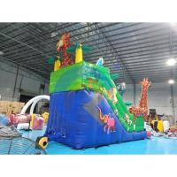 China Inflatable Double Slide Safari Animal Theme Bouncy Slide with Mighty Giraffe and More for sale