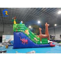 China Inflatable Double Slide Safari Animal Theme Bouncy Slide with Mighty Giraffe and More for sale