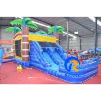 China Marvel Comics Bouncy Jumping Castles Karry Palm Tree Blue Slide Trampoline with Slide for sale