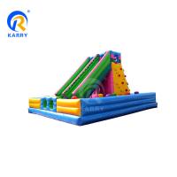 China Customized Color Outdoor Inflatable Dry Slide with Double Lane and Rock Climbing Wall for sale