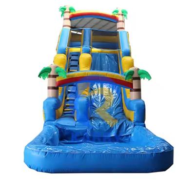 China CE Standard Air Blower Accessories for Outdoor Blue Palm Tree Inflatable Water Slide for sale