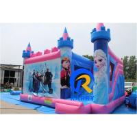China Blue Rental Inflatable Bouncy Castle Frozen Themed Combo Jumping Castle with Slide for sale