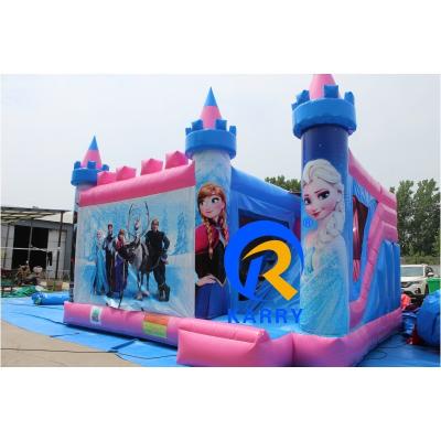 China Blue Rental Inflatable Bouncy Castle Frozen Themed Combo Jumping Castle with Slide for sale