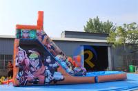 China Commercial PVC Inflatable Equipment Hot-blooded Anime Characters Water Slide with Pool for sale