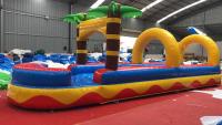 China 0.55mm PVC Tarpaulin Flat Slide Palm Tree Commercial Inflatable Water Slide for Adults for sale
