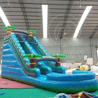 China Commercial Occasion Multi-Color Palm Tree Inflatable Water Slide with Small Pool for sale