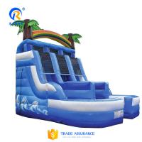 China Customized Logo Lovely Green Jungle Safari Inflatable Water Slide for Kids and Adults for sale