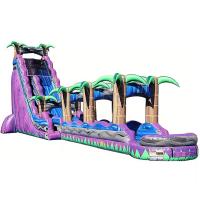 China Digital Printing Purple Palm Tree Commercial Inflatable Water Slide for Adults and Kids for sale