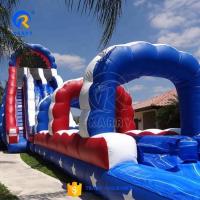 China Outdoor Commercial Inflatable Water Slide with USA Flag Style and Super Long Slip Lane for sale