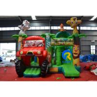China Customized Size Blue Race Car Inflatable Bounce House with Slide Durable and Material for sale