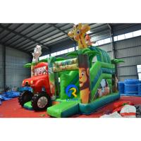 China Customized Size Blue Race Car Inflatable Bounce House with Slide Durable and Material for sale