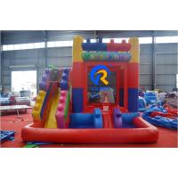 China Crossover Building Block Castle Inflatable Bounce House with Slide 13 x 12 x 14.5 Feet for sale